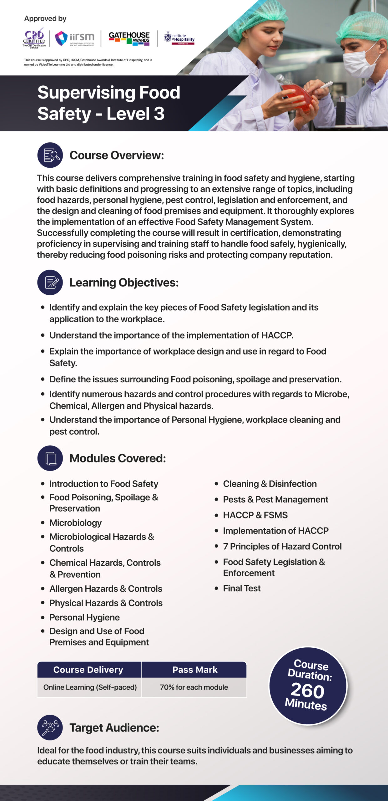 Supervising Food Safety Level 3 - Online Certification Courses